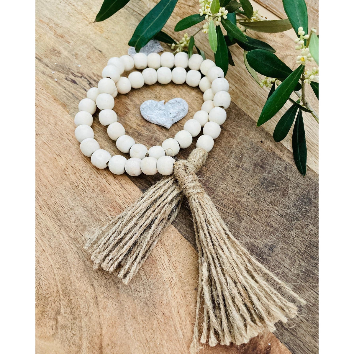 Wooden bead necklace "BONO" with tassel Boho Ibiza style – Villa Rosa Lotta